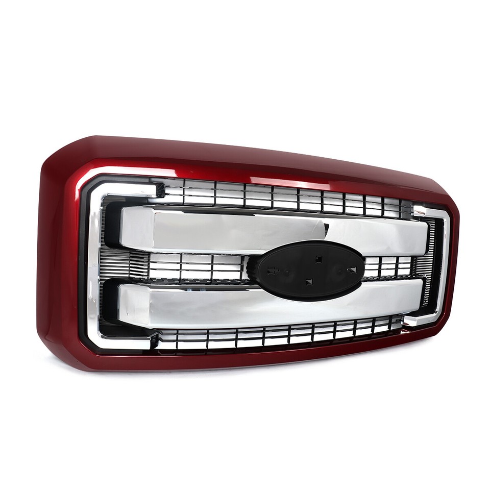 For 11-16 Ford F250 F350 Super Duty Ruby Red Chrome Grille Assembly ...