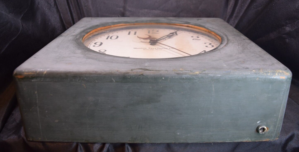 Antique Warren Telechron Wooden School Electric Wall Clock Early 1900's ...