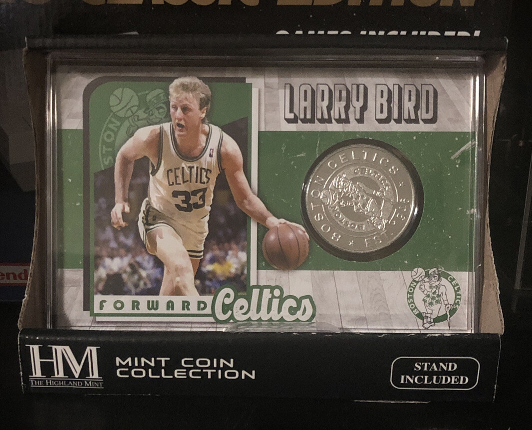 HIGHLAND MINT BOSTON CELTICS #33 LARRY BIRD 39MM SILVER PLATED COIN NIB ...