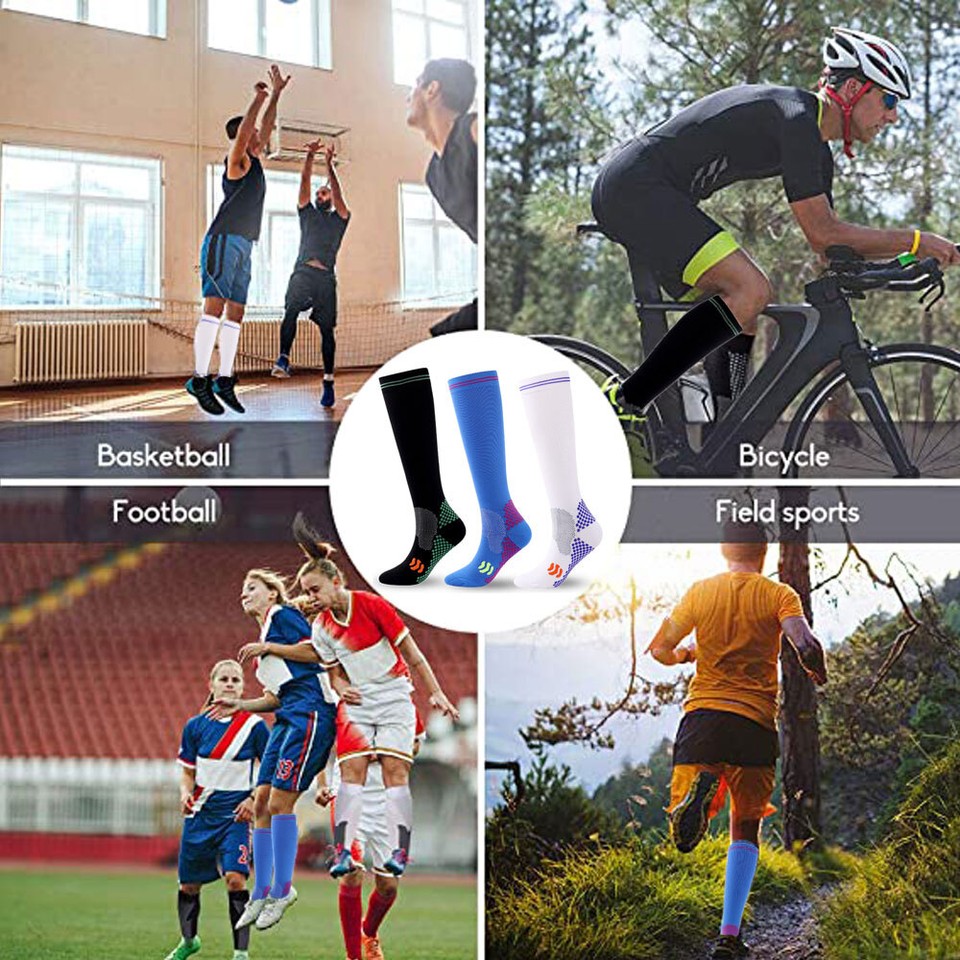 Men's Compression Socks with Arch & Ankle Support 3 Pair Varicose Veins ...