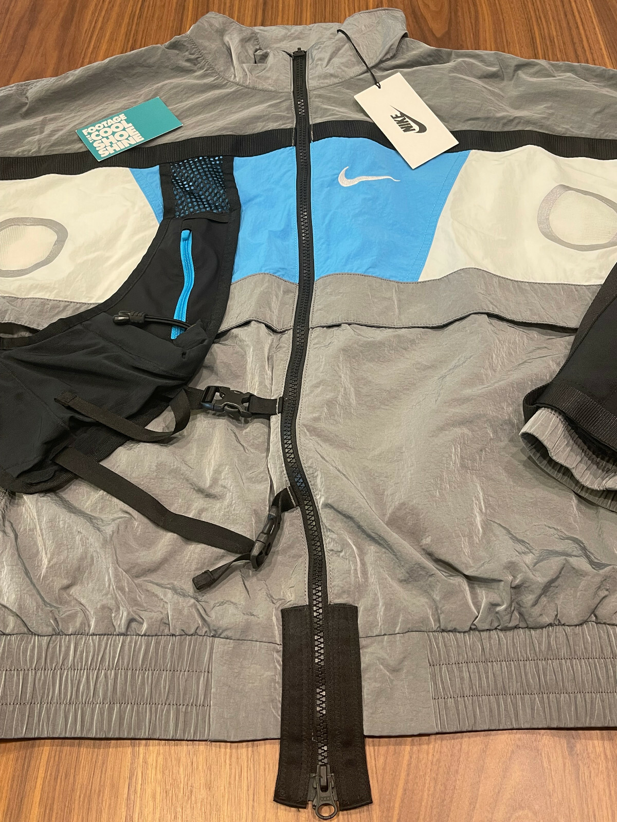 2019 NIKE LAB NRG ISPA NYLON REFLETIVE JACKET GREY WHITE BLACK POWDER ...