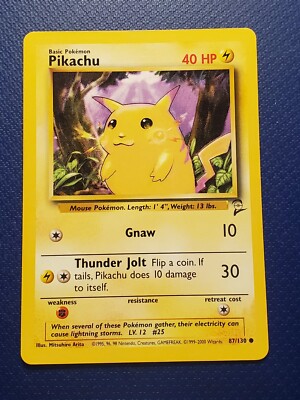 Pokémon TCG Pikachu Base Set 2 87/130 Regular Unlimited Common NM | eBay