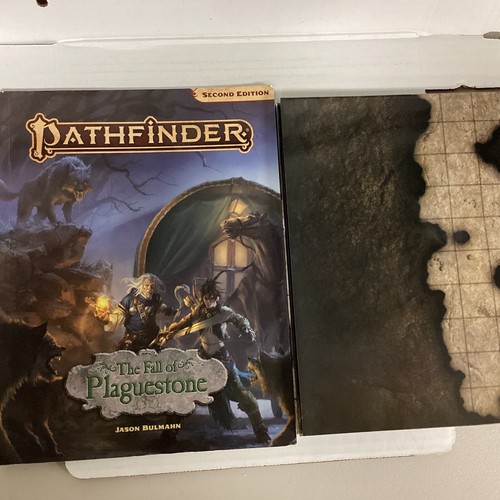 RPG Pathfinder 2nd Ed THE FALL OF PLAGUESTONE lot Book+Flipmat used ...