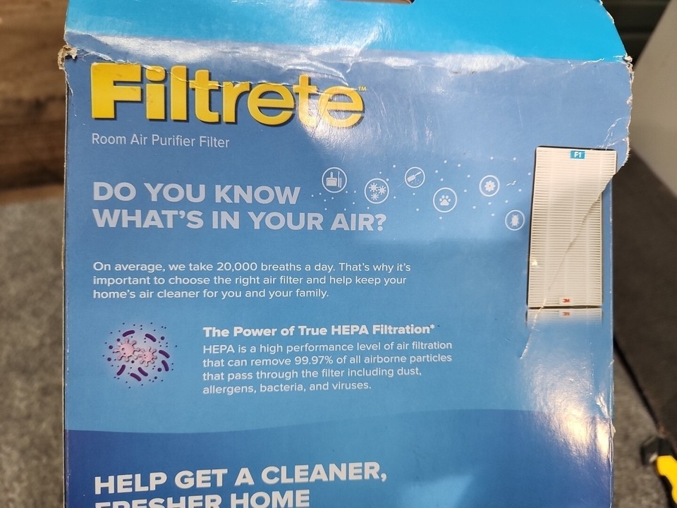 1x Filtrete F1 Room Air Purifer Filter True HEPA Premium Allergen ...