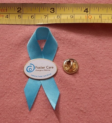 National Foster Care Month Lapel Pin Blue Ribbon Change A Lifetime ...