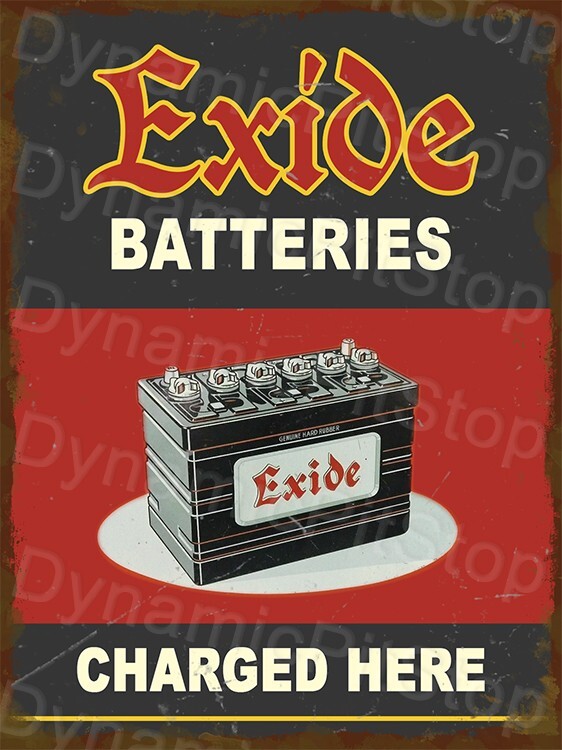 Exide Batteries Rustic Tin Metal Sign Man cave Garage Workshop ...