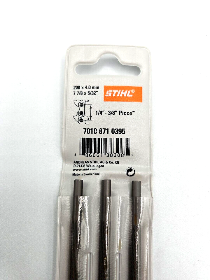 Genuine STIHL Saw Chain Files (3-pack) 5/32" 7010-871-0395 Size: 1/4"-3 ...