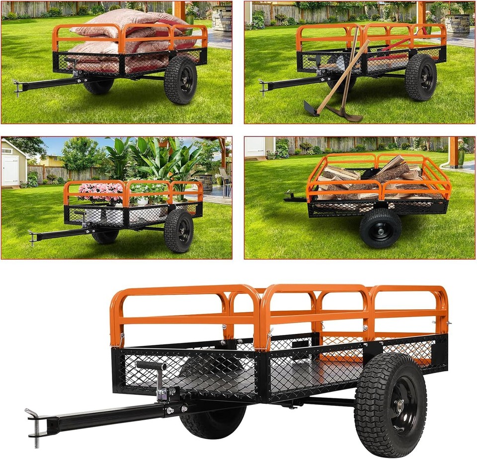 For ATV / UTV Heavy Duty Utility Cart Cargo Trailer Tow Behind Dump ...