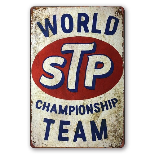 2X Tin Sign STP WORLD CHAMPIONSHIP TEAM Fuels Decorative Wall Art ...