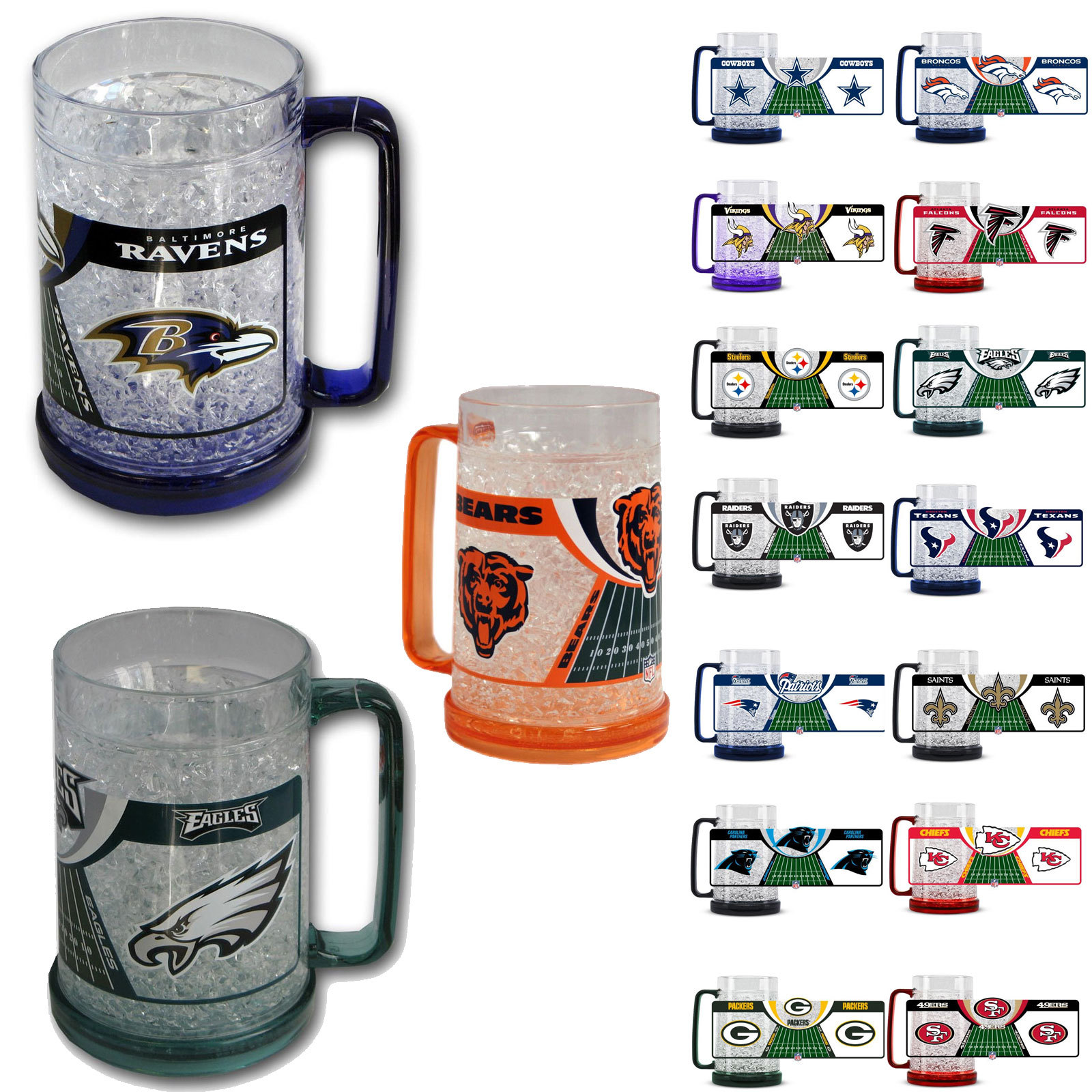 New NFL ALL 32 Teams Available 16oz Crystal Freezer Mug by Duck House ...