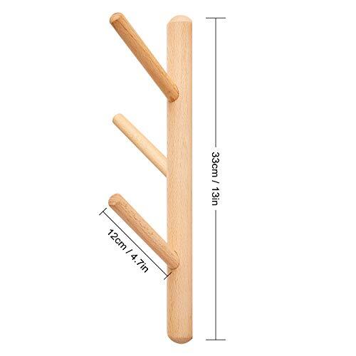 Wood Vertical Coat Rack Hooks Wall Mounted Wood Wall Hooks Hat Rack ...