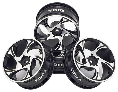 NHX RC Aluminum 1/10 On Road Car Spiral Rims - (4) Hex 12mm -Black : 4 ...