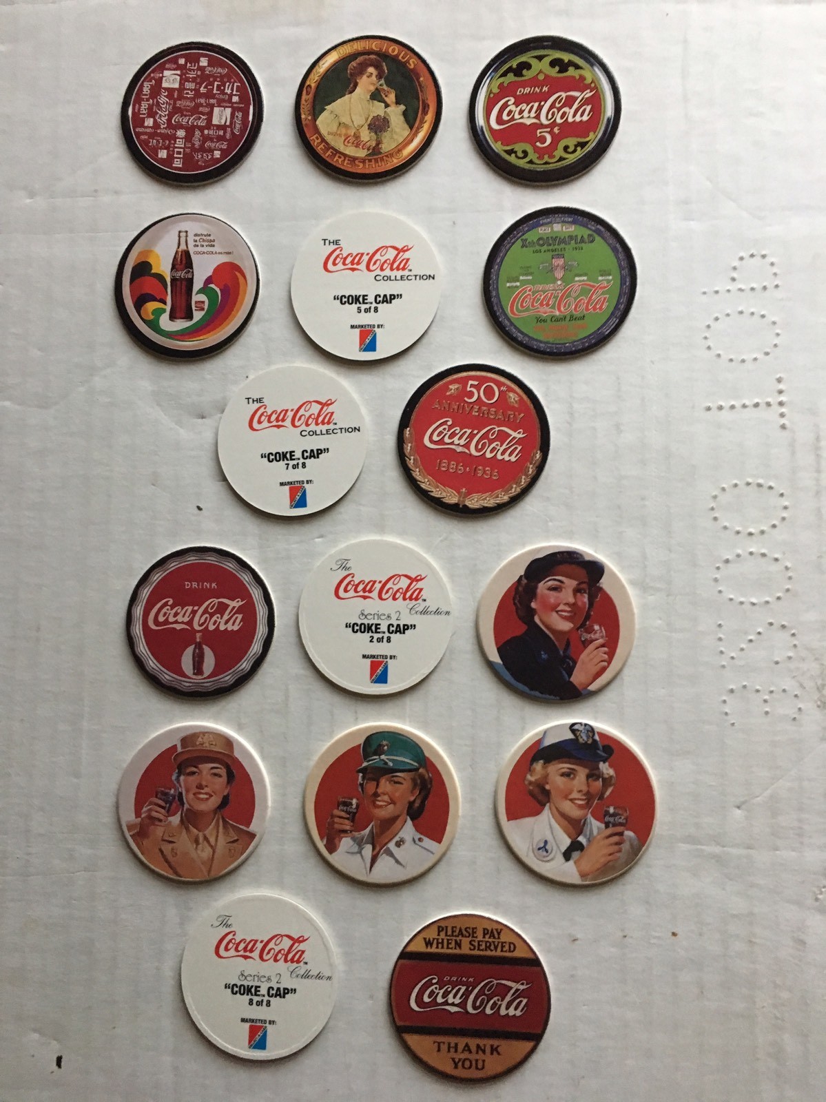 1993 Collect-A-Card Coca-Cola "Coke Cap" Pogs Series 1 and 2 Set of 16 ...
