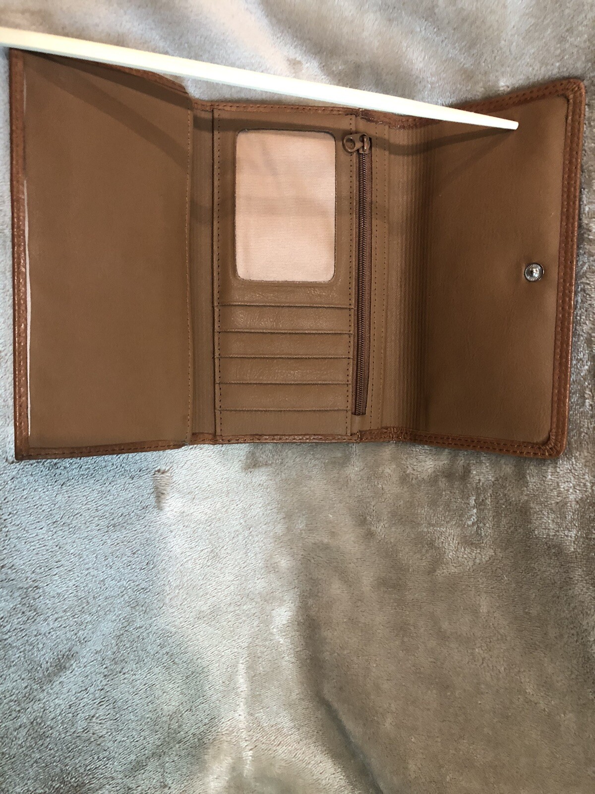 ROLFS Wallet Tri-Fold Checkbook Camel Brown Leather Clutch | eBay