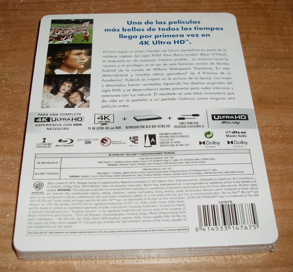 Barry Lyndon (Barry Lyndon) 4K UHD + Blu-Ray Steelbook New Sealed Drama ...