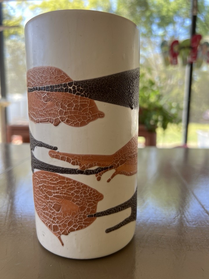 ROYAL HAEGER POTTERY WHITE 7" Earth Wrap Cylinder Vase | eBay
