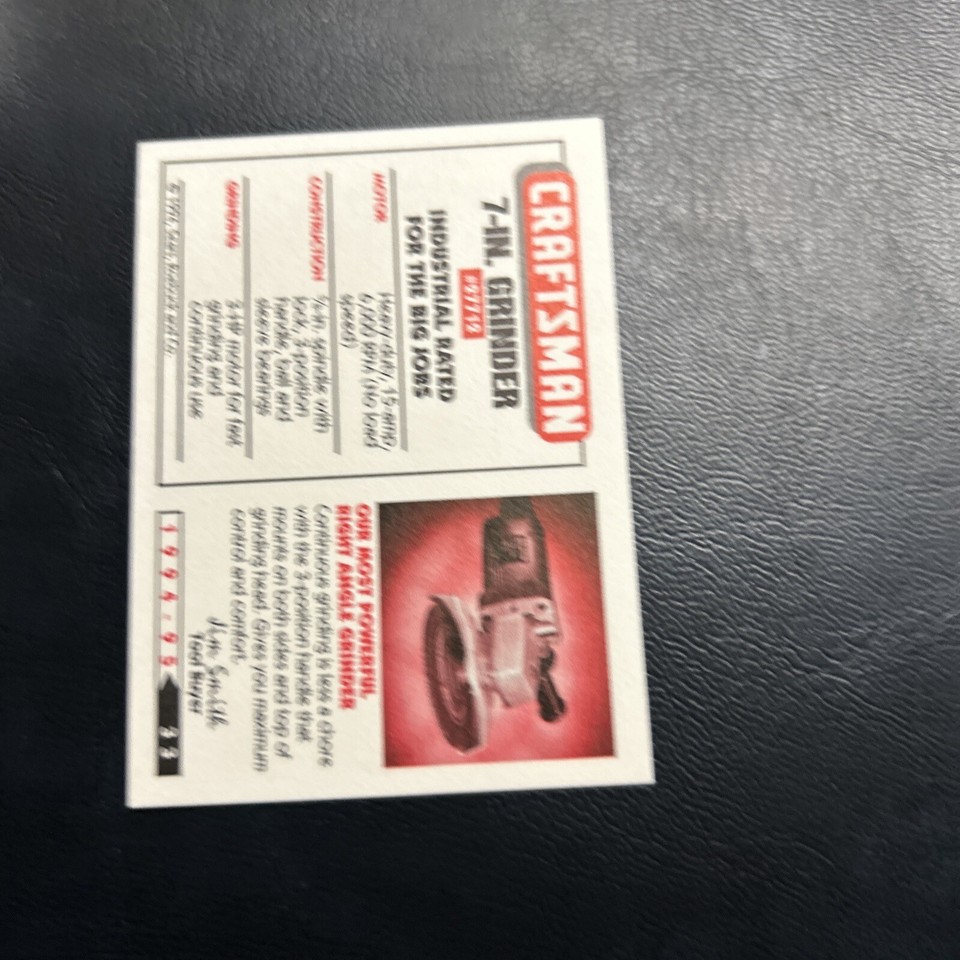 caRC37d Craftsman Sears Roebuck 1994/95 Collector Cards #33 Right Angle ...