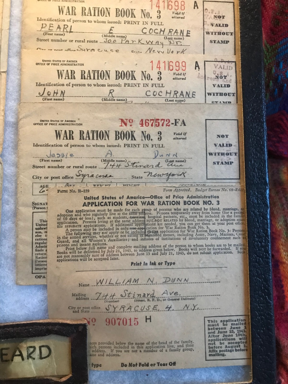 Assorted War Ration Books, World War II. In Case. Book 1, 3, and 4. As ...