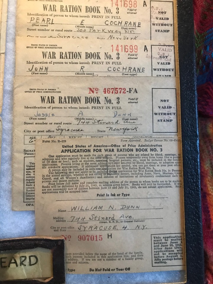 Assorted War Ration Books, World War II. In Case. Book 1, 3, and 4. As ...