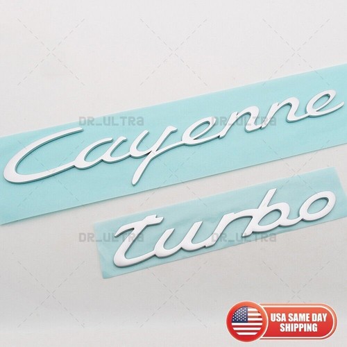 03-10 Satin Aluminum Cayenne Turbo Letters Rear Badge Emblem Look Deck ...