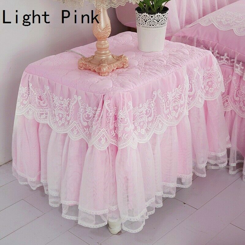 1X Lace Ruffle Dust Cover Bedside Table Small Desk Protector Princess ...