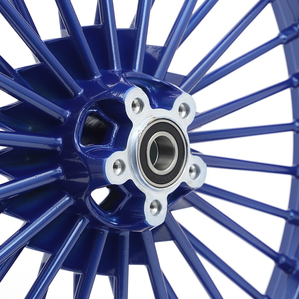 21x2.15 18x5.5 Fat Spoke Wheels Blue Rims for Harley Dyna Street Bob ...