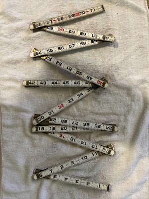 Vintage Red End 72" Lufkin No. 066F Wooden Folding Ruler Extension Rule ...