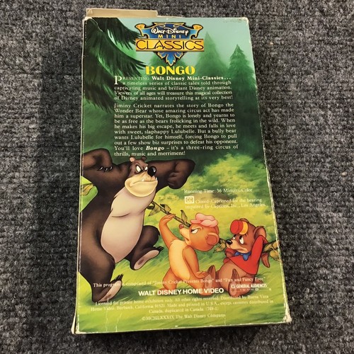 Walt Disney Mini Classics - Bongo (VHS, 1991) 12257749038 | eBay