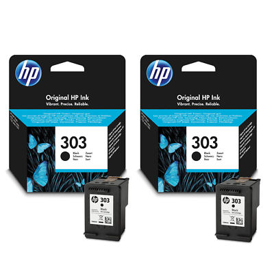 2x Original HP 303 Black Ink Cartridges For TANGO, TANGO X Printer ...