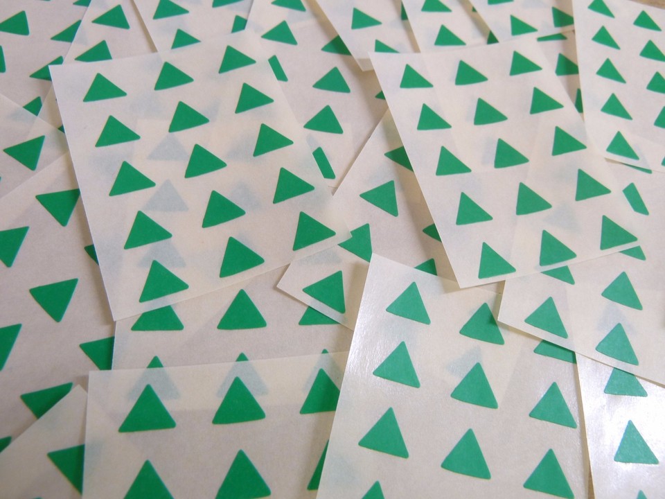 10mm Triangle Colour Code Stickers Coloured Sticky Self-Adhesive Labels ...