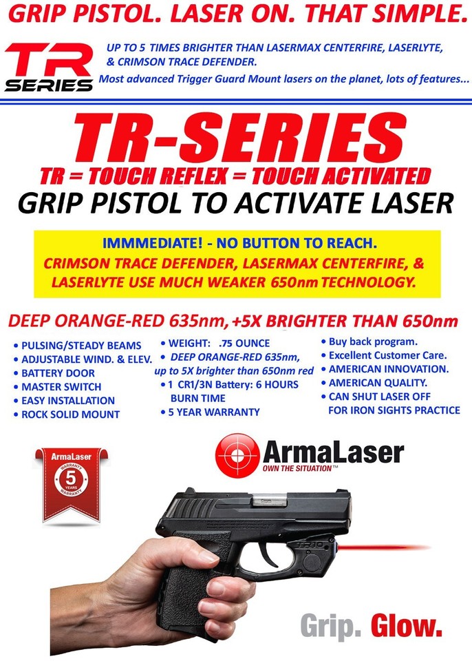 ArmaLaser TR39 / TR39S Red Laser Sight for Ruger LCP Max w/Touch on/off ...