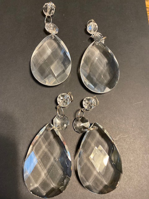 Lot Of 4 Vintage Chandelier Clear Tear drop shape Crystals | eBay