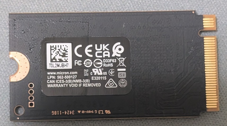 Micron 2500 512 GB M.2 2242 SSD NVMe PCIe Opal Gen4 x4 MTFDKCD512QGN ...