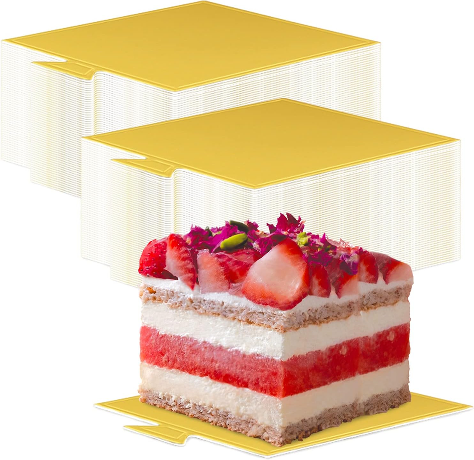 200 Pcs Mini Cake Boards, Golden Mousse Boards Mini Cupcake Bases Paper ...