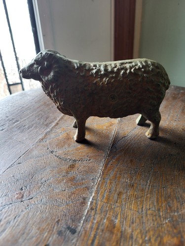 Vintage Antique Cast Iron Brown Ram Sheep Figurine Collectible/Doorstop ...