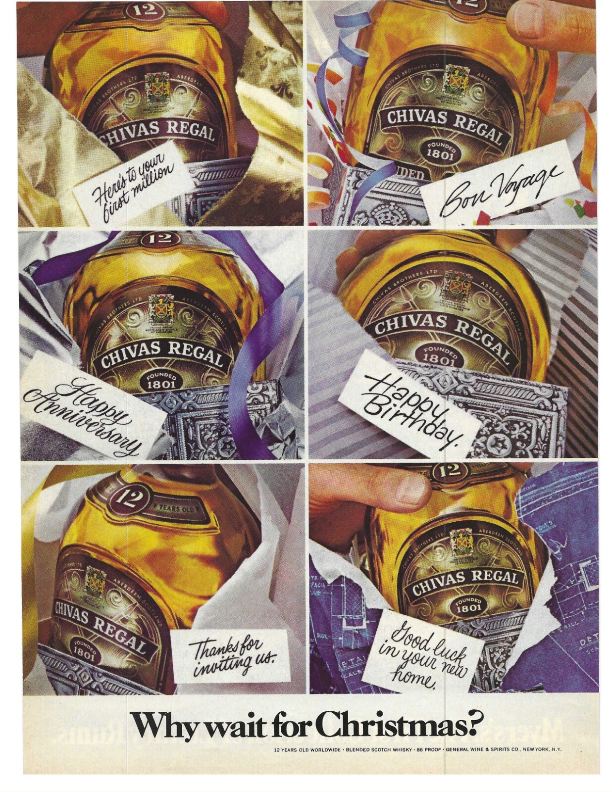 1981 Chivas Regal Scotch Whisky 6 Christmas Bottles Vintage Photo Print ...