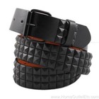 3-Row Metal Pyramid Studded Leather Belt Unisex Punk Rock Goth Emo ...