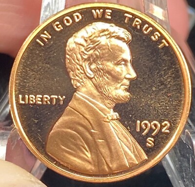 1992 S PROOF LINCOLN MEMORIAL CENT ROLL .50 CENT FACE VALUE (50 COINS ...