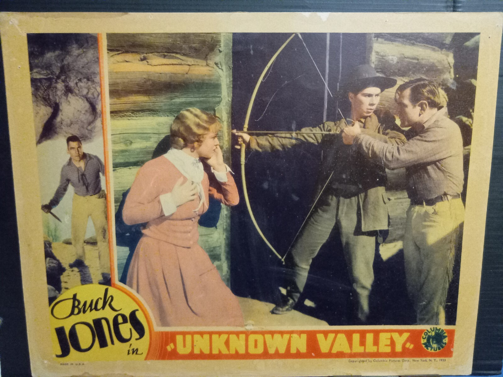 Lobby Card 1933 UNKNOWN VALLEY Buck Jones grabs archer Cecilia Parker ...
