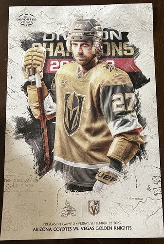 Vegas Golden Knights Preseason Home Game #2 Poster 9/29/23 vs AZ ...