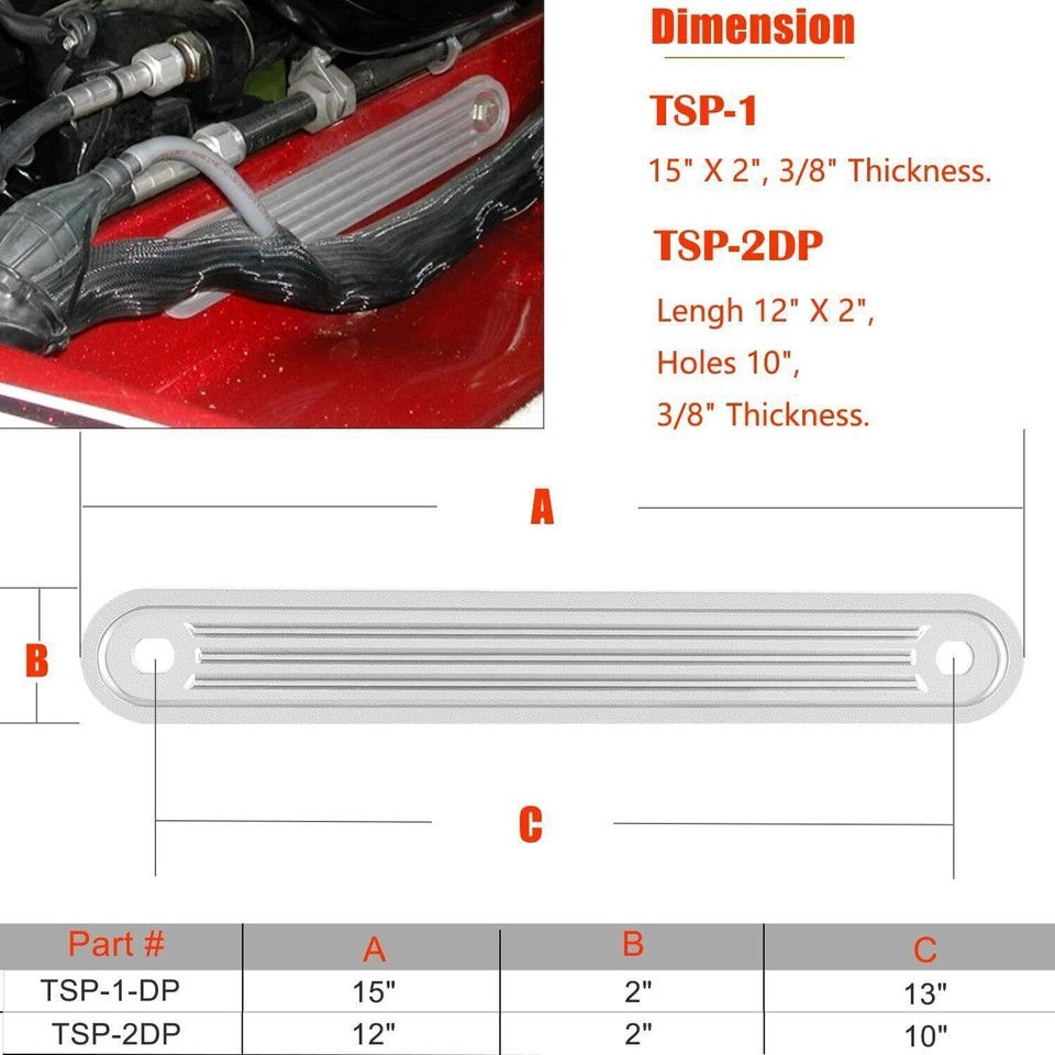 TSP-1 Marine Transom Support Plate TSP-2DP Support Plate Kit 15" X 2 ...