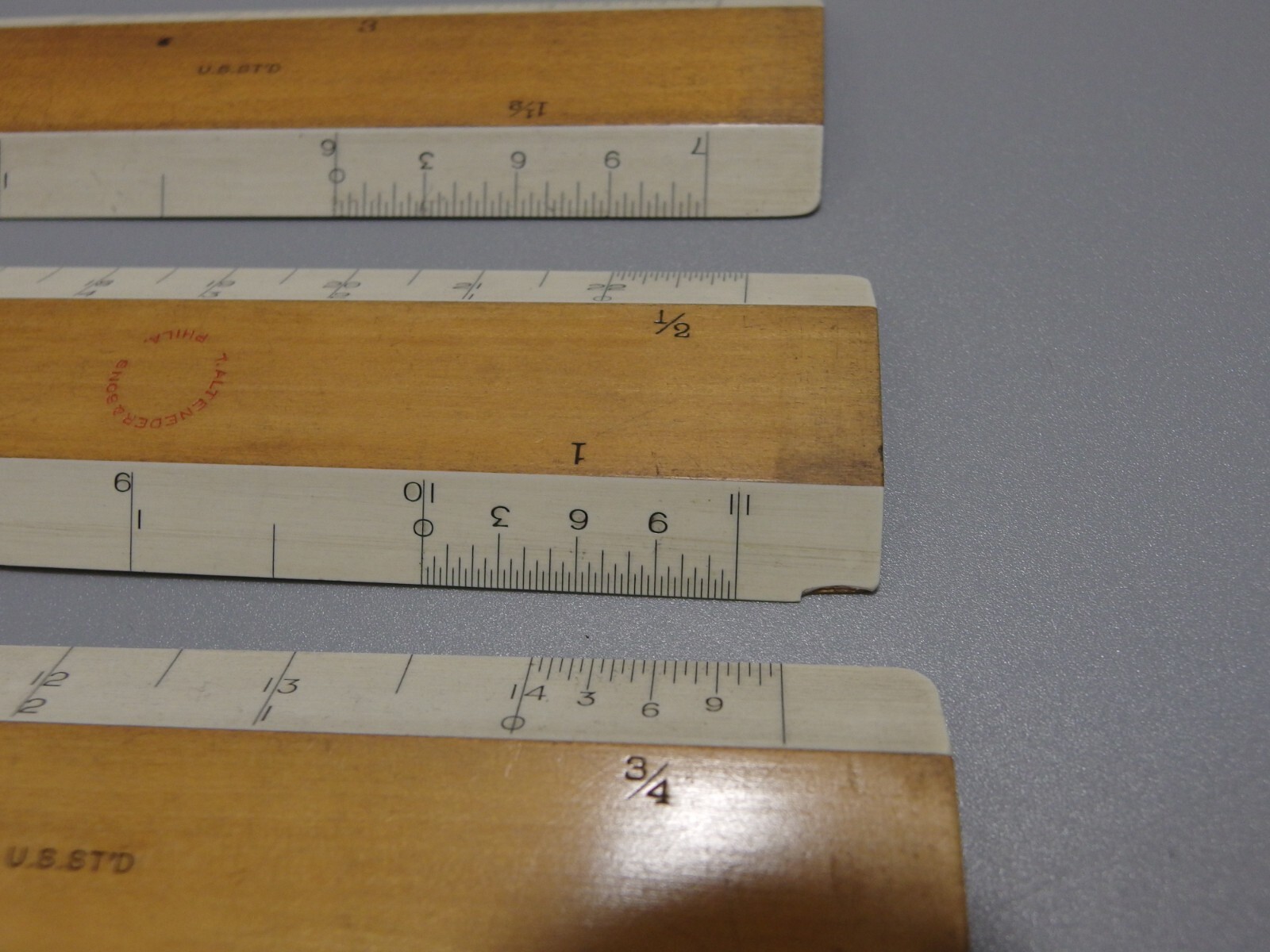 Vintage Cased Drafting Set Architect Scale Rulers T.A. Alteneder ...