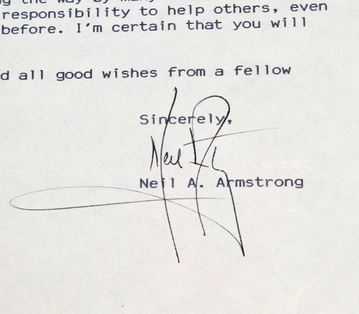 Neil Armstrong Typed Signed Autograph Letter to Eagle Scout Boy Scouts ...