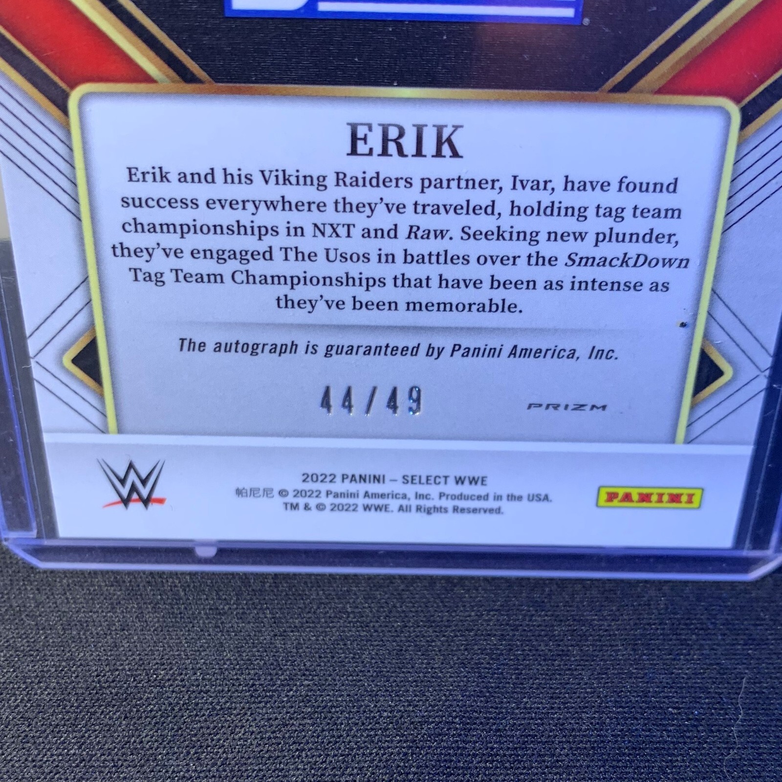 2022 Panini Select WWE Erik Signatures BLUE AUTO /49 SP #SG-ERK | eBay
