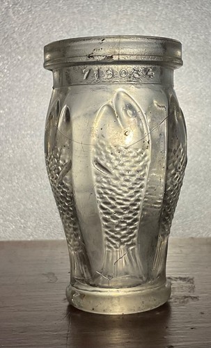 Scarce Antique Fish pictorial Pecks Paste jar- 6 fish embossed. C.1920 ...