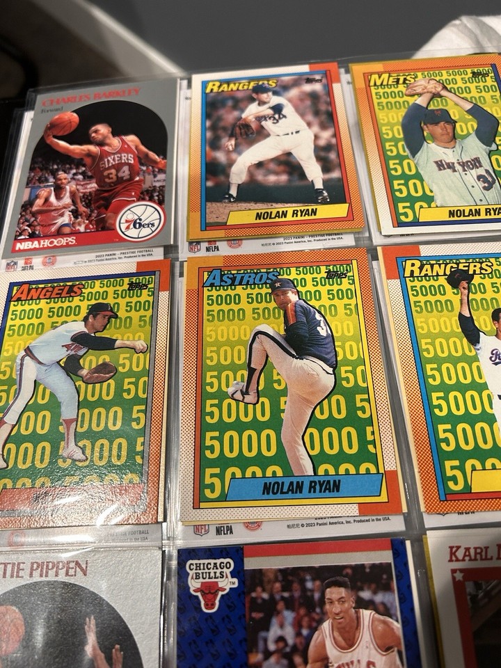 1990 Topps - Nolan Ryan 5000 Strikeout set (5 cards, Rangers error card ...
