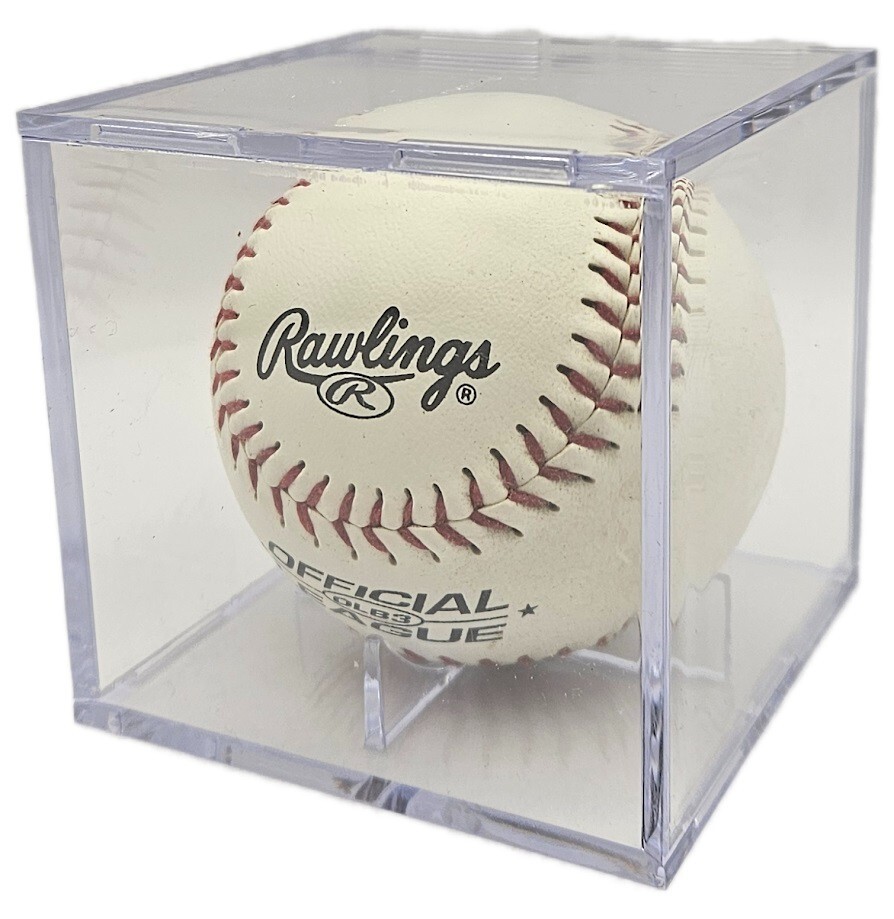 (4-Pack) CSP Square Baseball Holder 2-Piece Cube Display Case w/ Built ...