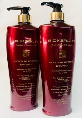 2 Bio KERATIN MOISTURE RESTORE SHAMPOO for Dry Damaged Hair Paraben ...