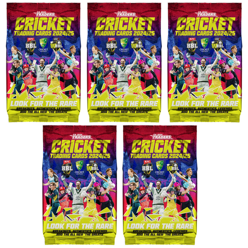 5 x 2024 2025 CRICKET CA BBL TRADERS TRADING CARDS SEALED RETAIL PACKS ...