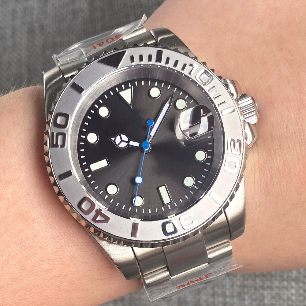 40mm Sterile Gray Dial NH35A Date Automatic Mens Diving Watch Sapphire ...